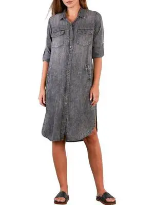 BILLY T Long Sleeve Denim Shirt Dress - Ideal Grey