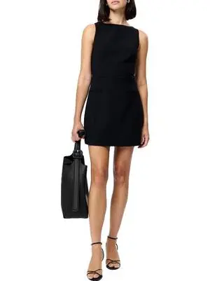 French Connection Whisper Boatneck Mini Dress - Black