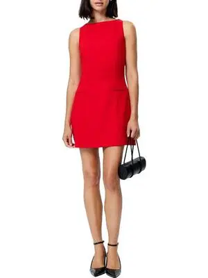 French Connection Whisper Boatneck Mini Dress - Crimson Red