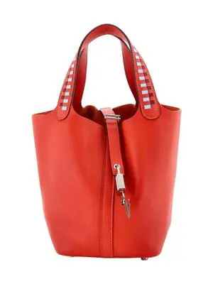 HERMES Picotin Lock Bag Tressage Epsom Pm - Rouge De Coeur/bleu Du Nord