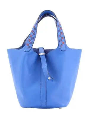 HERMES Picotin Lock Bag Tressage Epsom Pm - Bleu Zellige/blenencre/rouge H