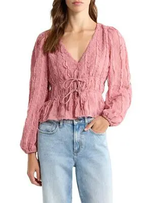 ALL IN FAVOR Ruched V-neck Top - Mauve