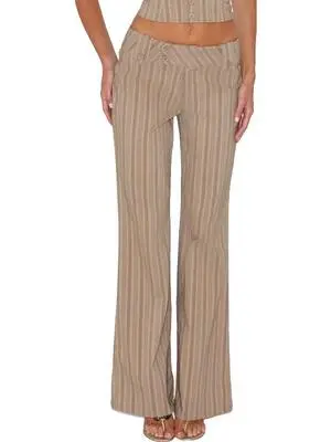 TIGER MIST Kittie Flare Pants - Taupe Stripe