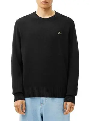 Lacoste Classic Fit Merino Wool Crewneck Sweater Black