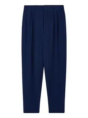 Giorgio Armani Stretch Wool Seersucker Double-pleat Trousers - Blue