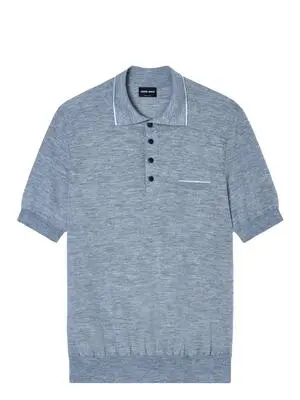 Giorgio Armani Polo Shirt In Cashmere And Silk - Light_blue