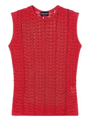 Giorgio Armani Viscose Top With Ruffle Motif - Red