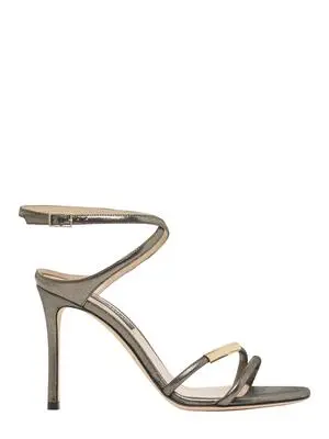 Giorgio Armani Heeled Sandals In Sparkling Nubuck - Grey