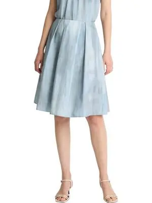 Vince Pleated Cotton Skirt - Azura Wash