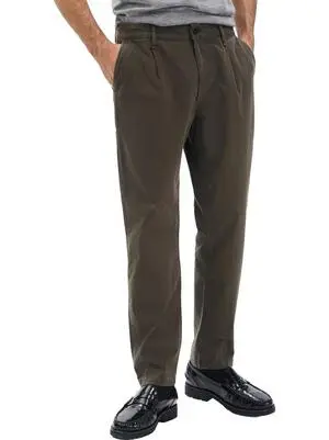Rag & Bone Evan Trim Fit Pleated Stretch Cotton Chinos - Bark