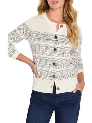 NIC+ZOE Striped Linen Blend Cardigan - Cream Multi