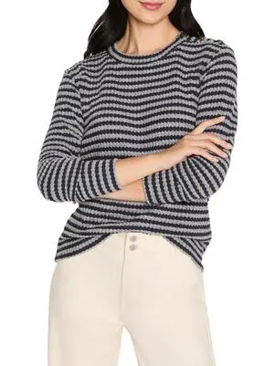 NIC+ZOE Texture Stripe Button Shoulder Top