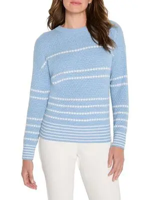 NIC+ZOE Cotton & Cashmere Blend Striped Sweater - Blue Multi