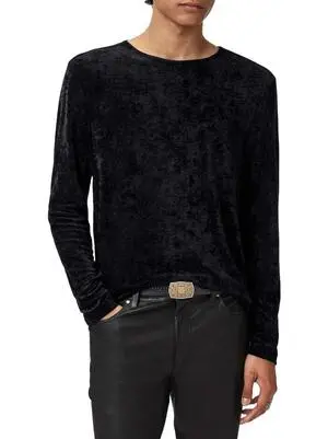 John Varvatos Sandro Long Sleeve Velvet Top - Black