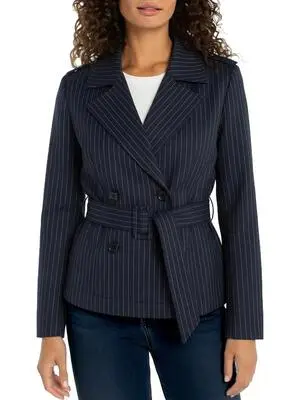LIVERPOOL Pinstripe Trench Jacket - Deep Midnite Stripe