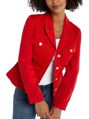 LIVERPOOL Tab Detail Peplum Jacket - Fire Brick