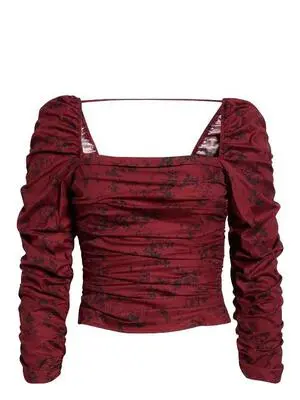 REFORMATION Joi Floral Ruched Blouse - Paramour