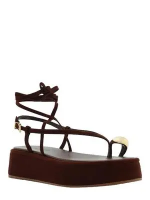Schutz Zadie Wraparound Sandal - Chestnut Brown