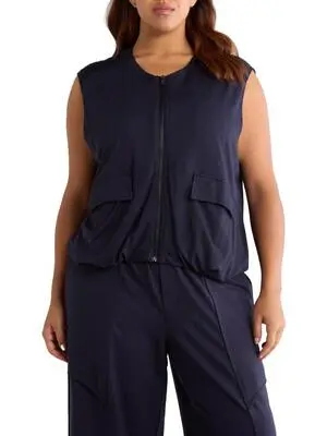 Wit & Wisdom Knit Zip-up Vest - Navy