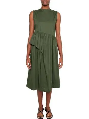 THE LULO PROJECT Ruffle Sleeveless Midi Dress - Military Green 19