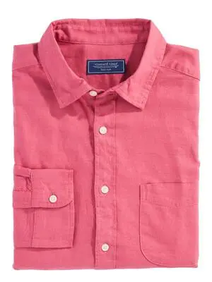 Vineyard Vines Cisco Solid Island Slub Cotton Button-up Shirt - Red Sky
