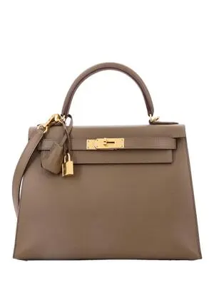 HERMES Kelly Handbag Brown Madame With Gold Hardware 28