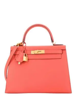 HERMES Kelly Handbag 28 Red Epsom With Gold Hardware