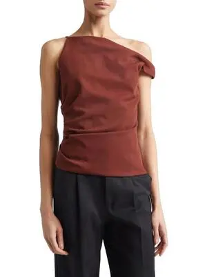 A.L.C. Leia Ruched One-shoulder Top - Rust