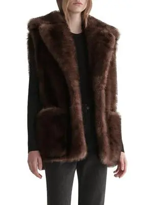A.L.C. Devon Oversize Faux Fur Vest - Mink