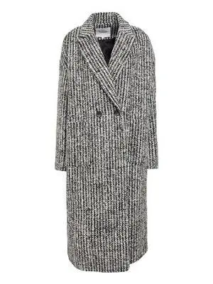 Ba&sh Bouclé Double-breasted Coat - Black