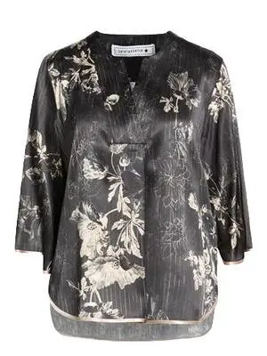 SHIRTAPORTER Floral-print Satin Top - Black