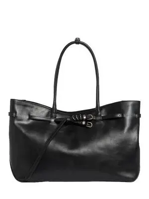 MARGESHERWOOD Grandma Large Buckle Suede Shoulder Bag - Black Pull-up