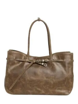 MARGESHERWOOD Grandma Large Buckle Suede Shoulder Bag - Etoffe Pull-up
