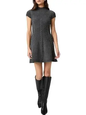 Paige Freya Wool Blend Sweater Minidress - Dark Charcoal
