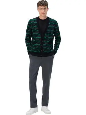 Missoni Wave Stitch Wool Cardigan - Green