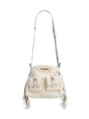 Maje Teddy Fleece Shoulder Bag - White