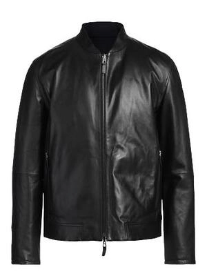 Emporio Armani Casual Jacket In Lambskin, Virgin Wool, And Cashmere - Black