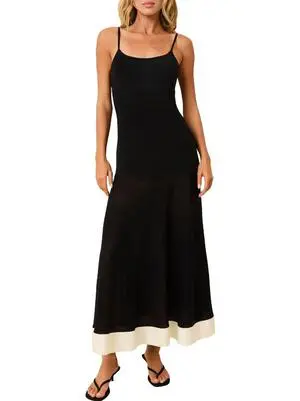 SOLID & STRIPED Contrast Trim Maxi Sundress