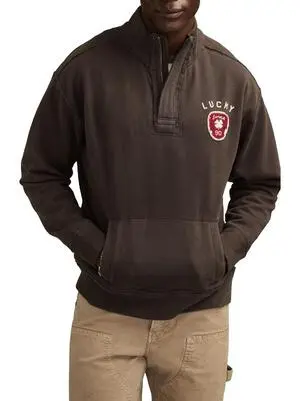 LUCKY BRAND Half Zip Logo Sweatshirt