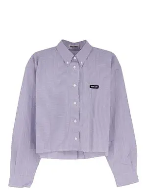 Miu Miu Pin Check Cotton Shirt - Blue