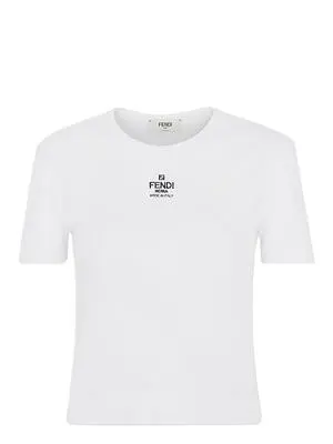 Fendi Ribbed Cotton T-shirt - White