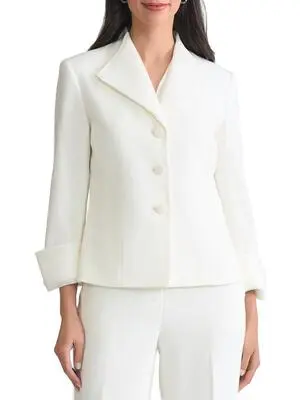 KASPER Winged Lapel Three-button Blazer - Vanilla Ice