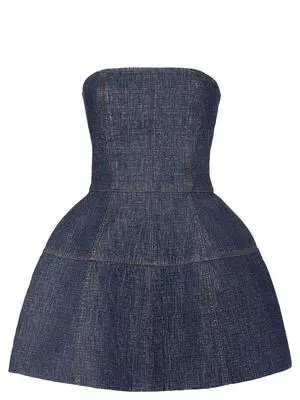 Fendi Padded Denim Mini Dress - Blue
