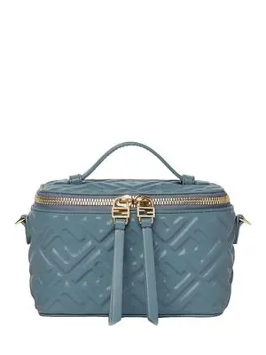 Fendi Vanity Leather Crossbody Bag With Ff Motif - Blue