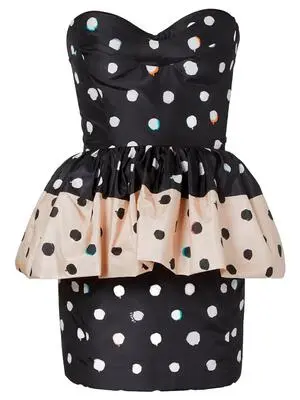 Fendi Falena Dots Taffeta Bustier Dress - Black