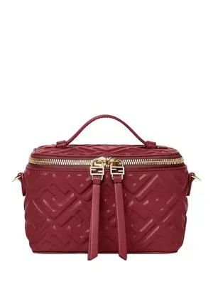 Fendi Leather Vanity Crossbody Bag With Ff Motif - Red