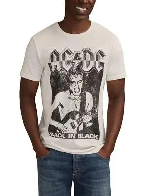 Lucky Brand Ac/dc Black In Black Graphic T-shirt - Silver Birch