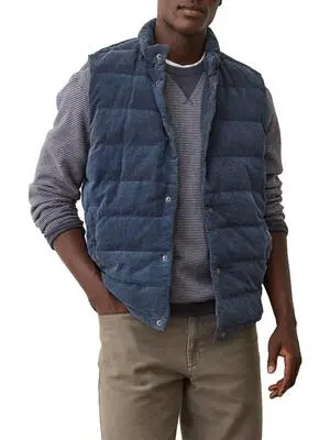 Marine Layer Palisades Quilted Cotton Corduroy Puffer Vest - Washed Indigo