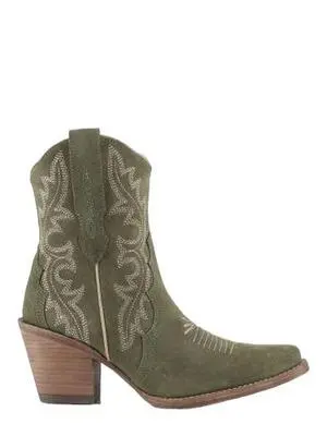 BUCK & BRANA Brooke Leather Boots Olive