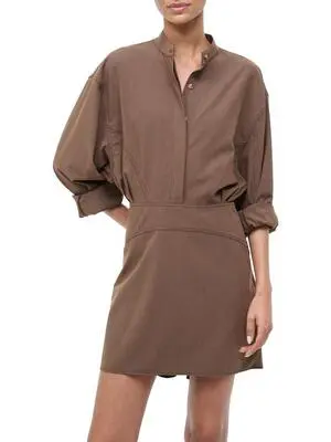 Staud Kiln High-low Long Sleeve Shirt Dress - Nutmeg